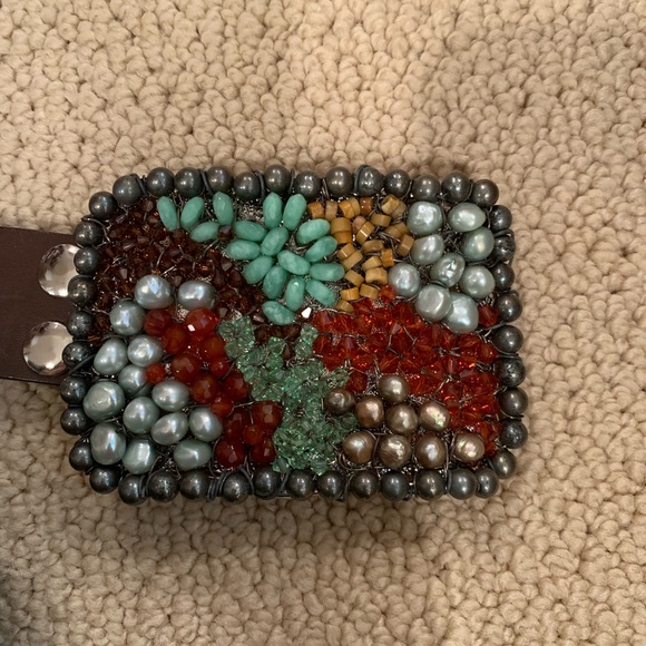 Accessories | Belt Hand Made Amazing Beaded Buckle Brown Strap | Poshmark